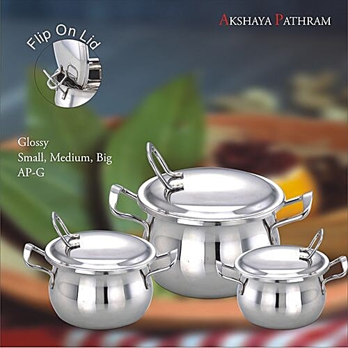 Buy Tallboy Monsoon Ss Handi With Flip On Lid 3 Pcs Online At Best ...