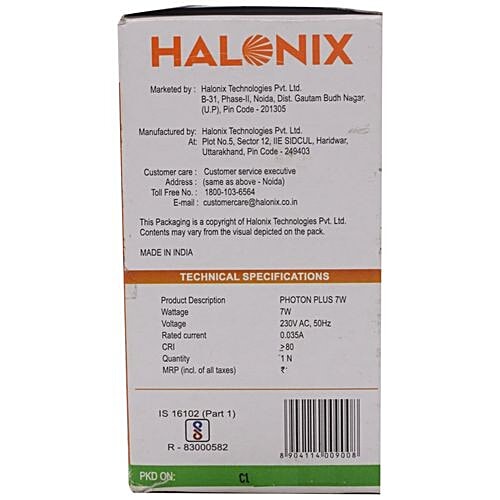 Buy Halonix Led Bulb Photon Plus B22 Cw Super 7 Watt Online At Best ...