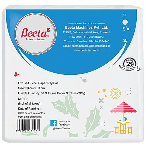 Buy Beeta Excel Printed Napkin Paper Tissue 50x2 Ply Online at Best ...