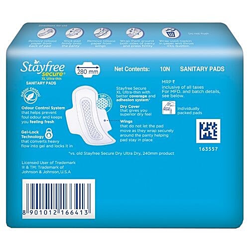 Buy STAYFREE Sanitary Pads - Secure Xl Ultra-Thin, With Wings 10 pads ...
