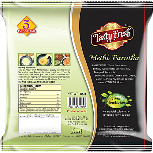 Buy Tasty Fresh Paratha Methi 400 Gm Online At Best Price of Rs 78 ...