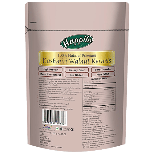 Buy Happilo Walnuts Kernels Premium 100 Natural Kashmiri 200 Gm Online ...