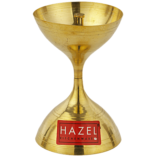 Buy HAZEL Nanda Deep Brass Diya Oil Lamp Puja S11 - Golden Online at ...