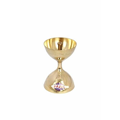 Buy HAZEL Nanda Deep Brass Diya Oil Lamp Puja S11 - Golden Online at ...