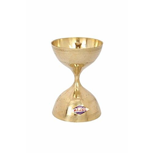 Buy HAZEL Nanda Deep Brass Diya Oil Lamp Puja S15 - Golden Online at ...