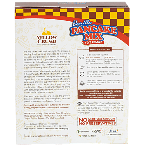 Buy Yellow Crumb High Fiber Protein Instant Five Grain Pancake Mix 450 ...