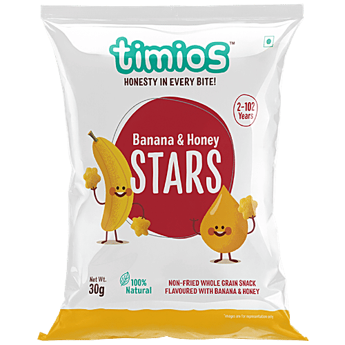 Buy Timios Snacks Stars Banana Honey 2 Years 100 Natural Healthy 30 Gm ...