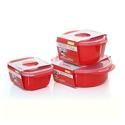 Buy Decor Smart Combo-Micro Yoga Lunch Box Set - Red Online at Best ...