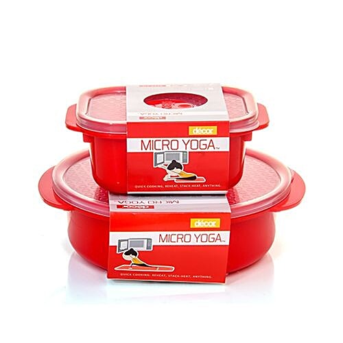 Buy Decor Smart Combo-Micro Yoga Lunch Box Set - Mix, Red Online at ...