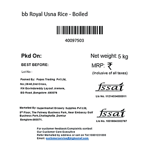 Buy BB Royal Usna Rice - Boiled Online at Best Price of Rs 375 - bigbasket