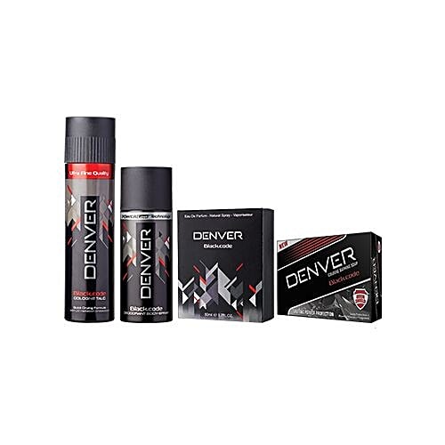 Buy Denver Black Code Combo - Deodorant Spray, Perfume, Talc & Soap ...