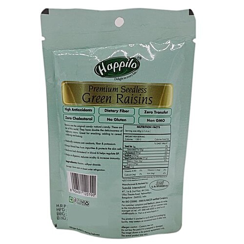 Buy Happilo Premium Raisins Green Seedless 40 Gm Online At Best Price ...