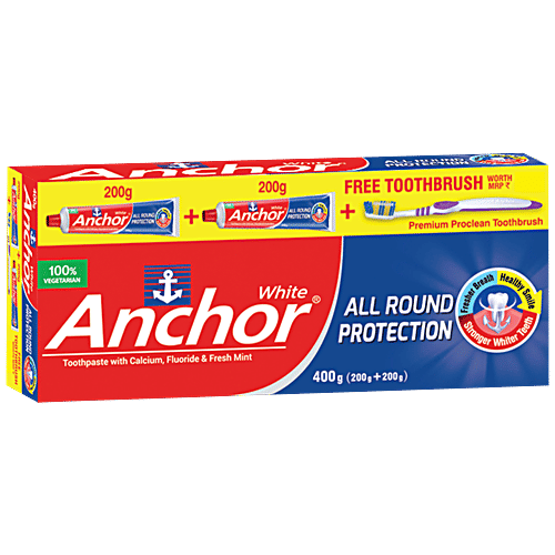 Buy Anchor White Tooth Paste + Tooth Brush Combo 400 gm Online at Best ...