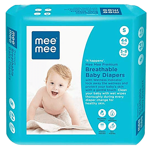 Buy Mee Mee Baby Premium Diapers Small Size White 44 Pcs Online At Best ...