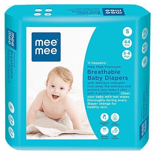Buy Mee Mee Baby Premium Diapers Small Size White 44 Pcs Online At Best ...