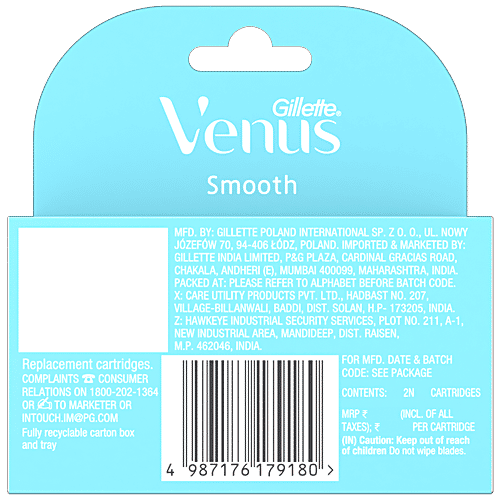 Gillette Venus Smooth Razor Blades - With Aloe Vera Extracts, For Women ...