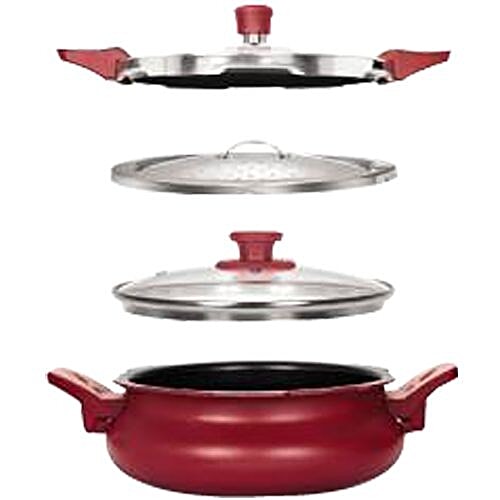Buy Pigeon Super Cooker All In One Outer Lid Red 5 Ltr Online At Best ...