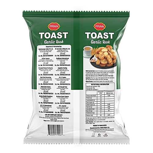 Buy PRAN Toast Garlic Rusk - Made From Wheat Grain, Crispy & Crunchy ...