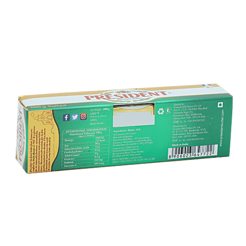 Buy President Premium Butter Salted 100 Gm Online At Best Price of Rs ...