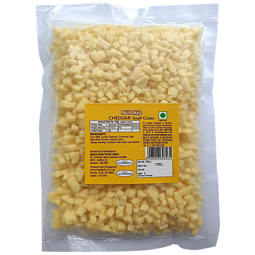 Buy NUTORAS Cheddar Cheese Small Cubes - Made from Cow's Milk Online at ...