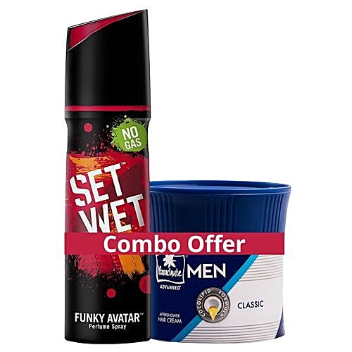 Buy Set Wet Combo Pack Perfume Spray Funky Avatar Men Hair Cream ...