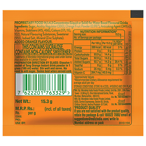 Buy Tang Instant Drink Mix - Orange Online at Best Price of Rs 5 ...