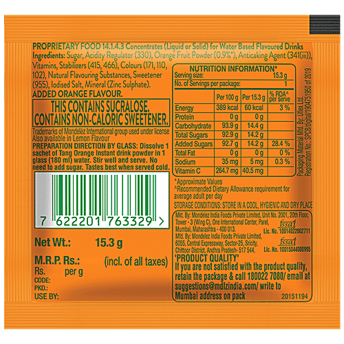Buy Tang Instant Drink Mix - Orange Online at Best Price of Rs 5 ...