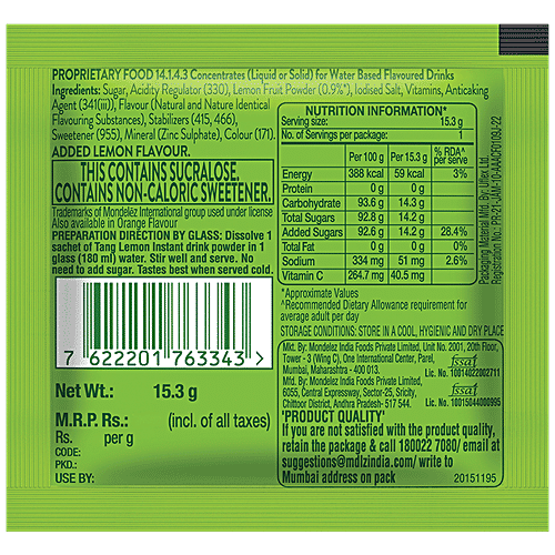 Buy Tang Instant Drink Mix - Lemon Online at Best Price of Rs 5 - bigbasket