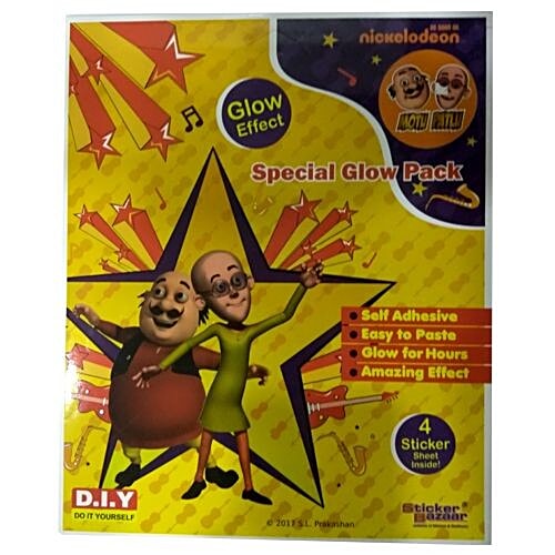 Buy Sticker bazaar Glow Pack Sheets - Motu Patlu, Do It Yourself, A4 ...