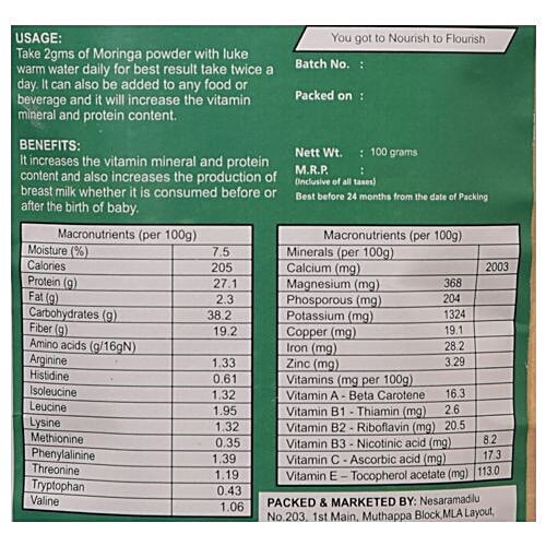 Buy Tiera Powder Moringa Leaf 100 Gm Online At Best Price of Rs 125 ...