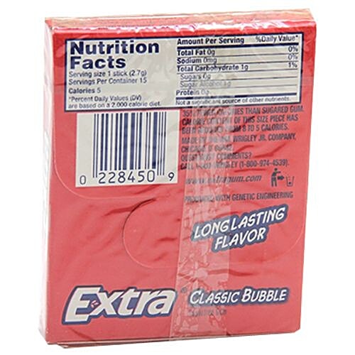 Buy Wrigleys Gum Sugar Free Classic Bubble Extra Longlasting 15 Pcs