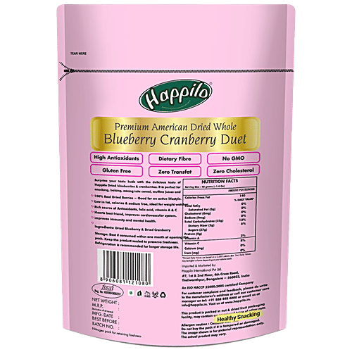Buy Happilo Premium Dried Whole American Blueberry Cranberry Duet ...