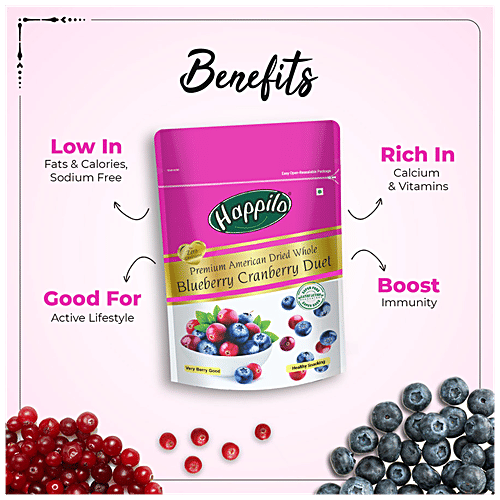 Buy Happilo Premium Dried Whole American Blueberry Cranberry Duet ...