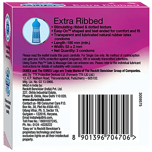 Buy Durex Condoms - Extra Ribbed Online at Best Price of Rs 79.54 ...