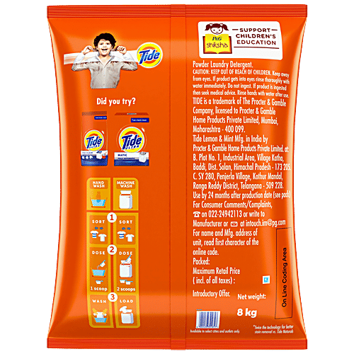 Buy Tide Plus Double Power Detergent Washing Powder - Lemon & Mint ...