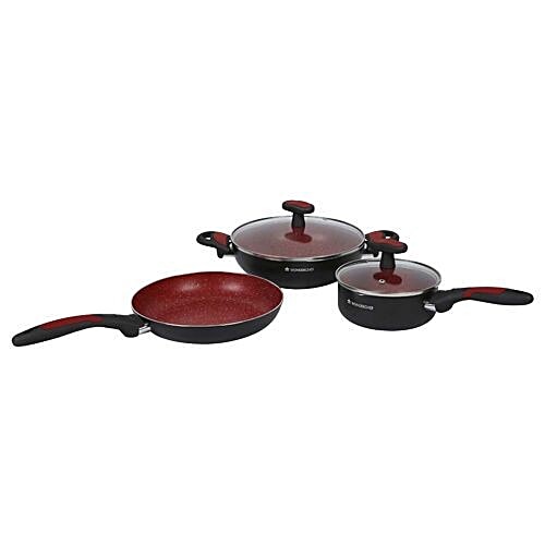 Buy Wonderchef Non-Stick Cookware Set - Red & Black, Sauce Pan with ...