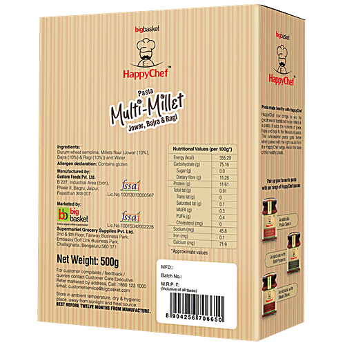 Buy HappyChef Multi-Millet Jowar, Bajra & Ragi Pasta - Spirali Online ...