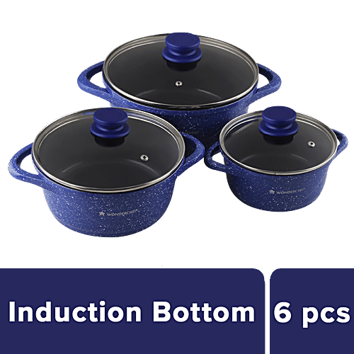 Buy Wonderchef Casserole Set - Induction Base, With Lid, Blue, Ceramide ...
