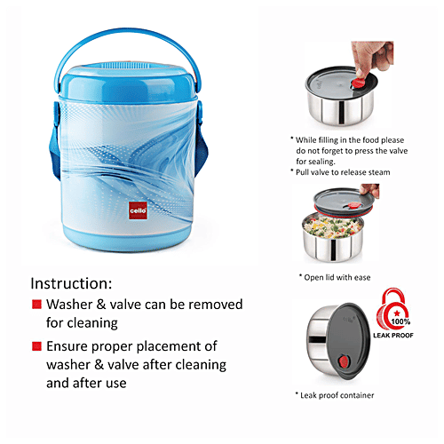 Buy Cello Lunch Box - Mark 3 Deluxe, Sky Blue Online at Best Price of ...