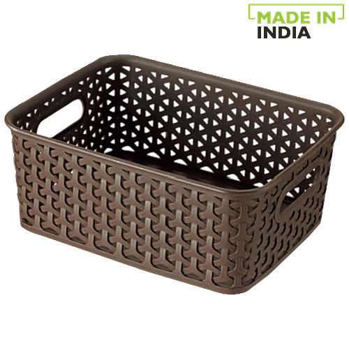 Buy Ratan Multipurpose Plastic Basket - Small, Brown, Royal, 24040BR ...