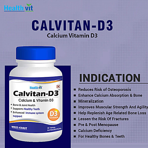 Buy Healthvit Tablets - Calvitan-D3, Calcium & Vitamin D3 Online at ...