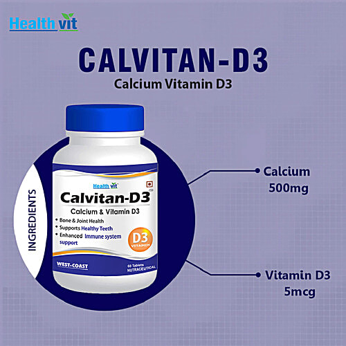 Buy Healthvit Tablets - Calvitan-D3, Calcium & Vitamin D3 Online at ...