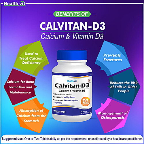 Buy Healthvit Tablets - Calvitan-D3, Calcium & Vitamin D3 Online at ...