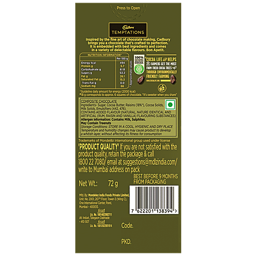 Buy Cadbury Temptations Chocolate - Rum & Raisin Online at Best Price ...