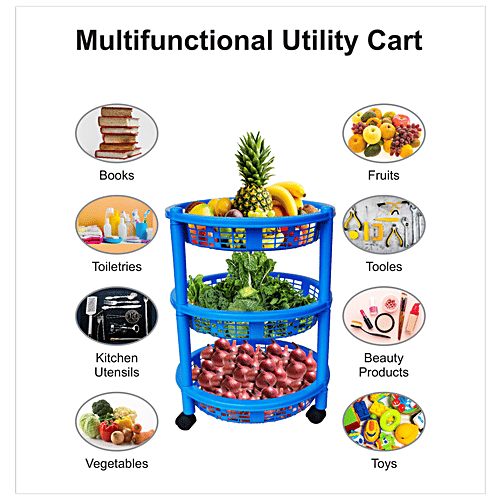 Buy Princeware Plastic Kitchen Rack/Kitchen Stand - Big, Blue, Maria ...