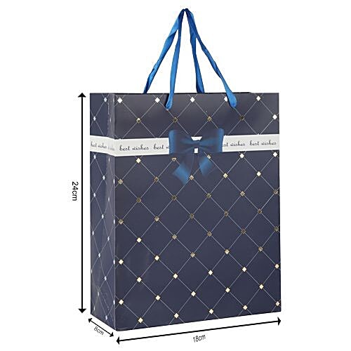 Buy DP Gift/Paper Carry Bag With Bow - Blue, Diamond Shaped Check Print ...