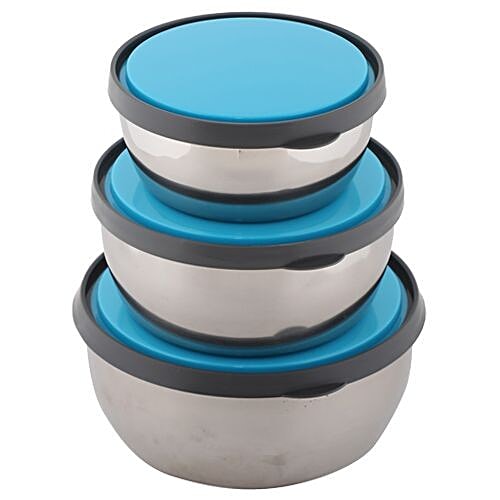 Buy Homio Stainless Steel Food Container/ Tiffin Box - Blue, Circular ...