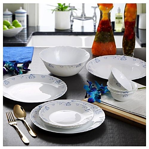 Buy Cello Dinner Set - Opalware, Dainty Blue, White Online at Best ...