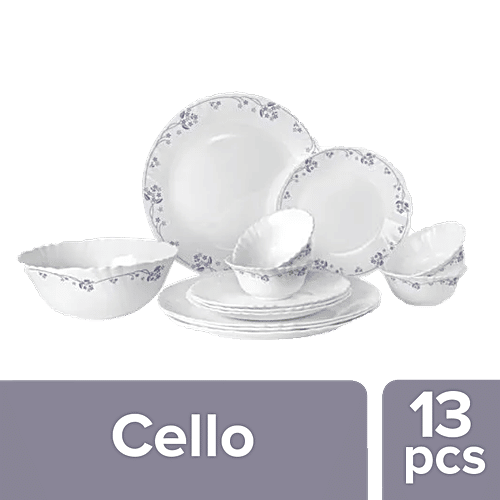 Buy Cello Dinner Set - Opalware, Dainty Blue, White Online at Best ...