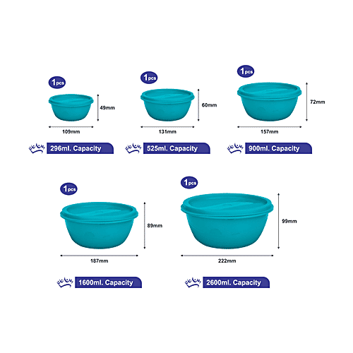 Buy Princeware Storage Food Plastic Bowl/Plastic Container Set - Round ...